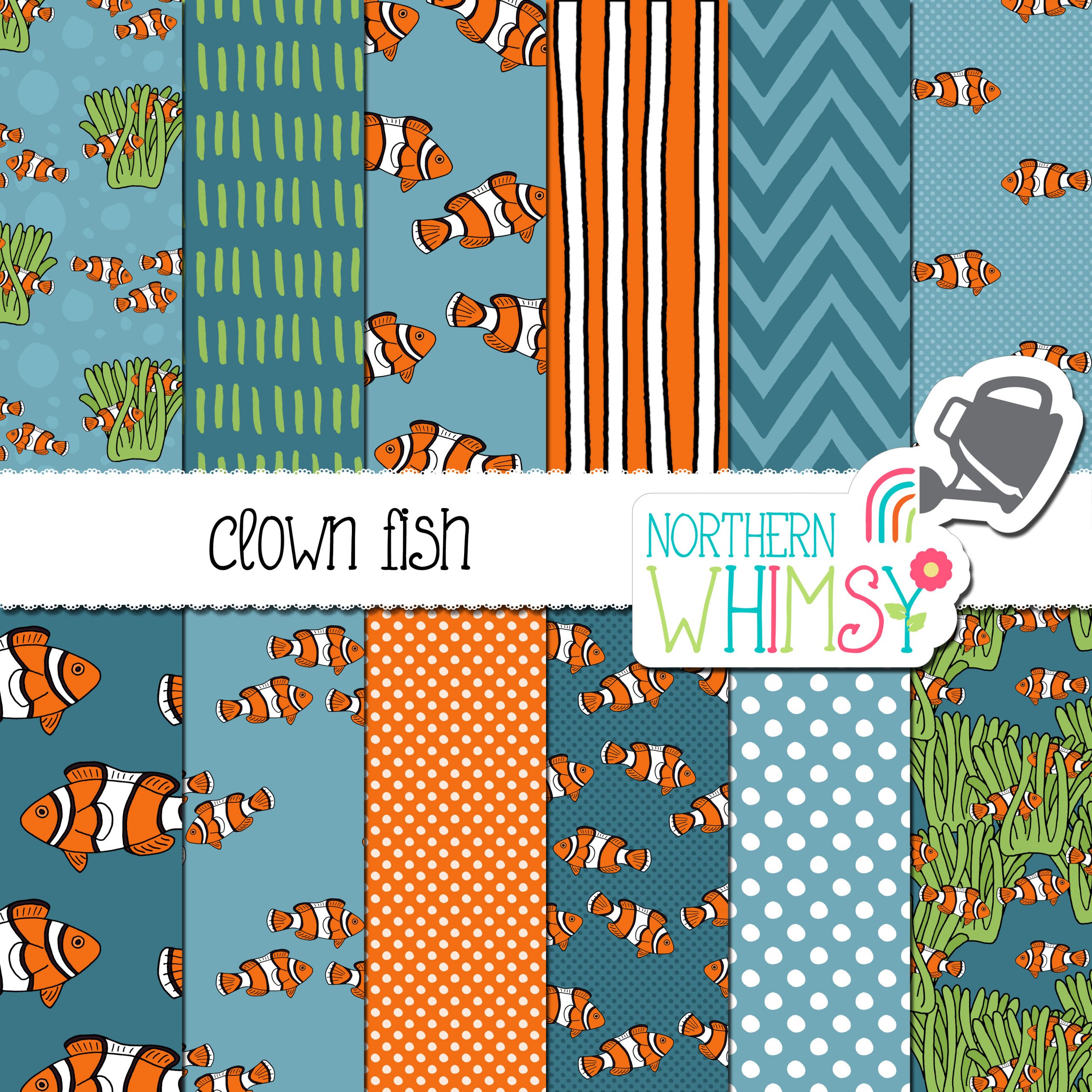 Clown Fish Seamless Patterns – Northern Whimsy Design