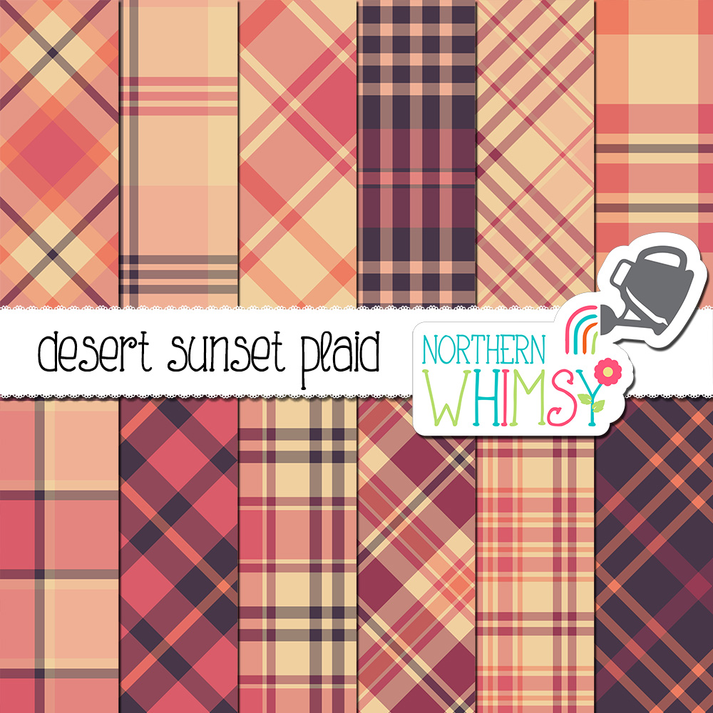 Desert Sunset Plaid Printable Paper – Northern Whimsy Design