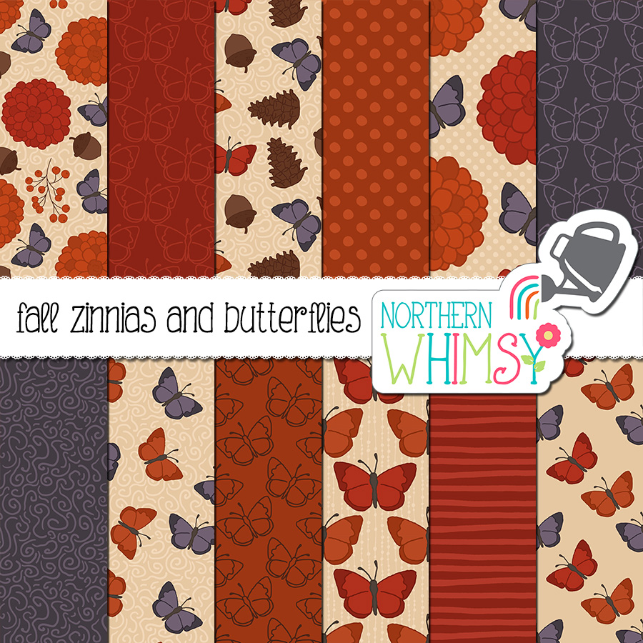 Fall Butterfly Floral Seamless Patterns – Northern Whimsy Design