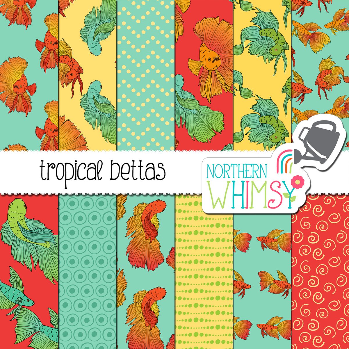 Tropical Fish Digital Paper - Bettas – Northern Whimsy Design