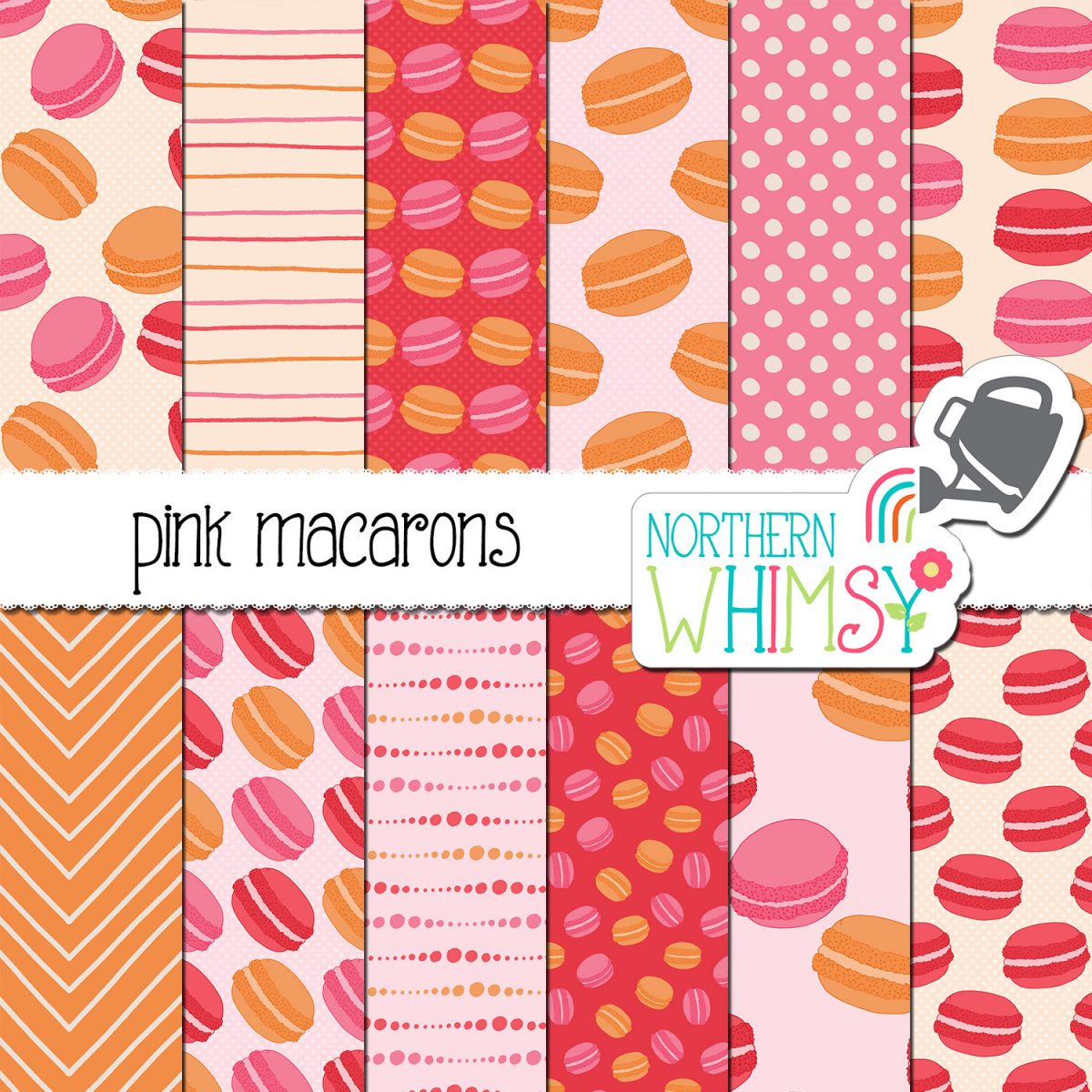 Pink Macaron Digital Paper – Northern Whimsy Design
