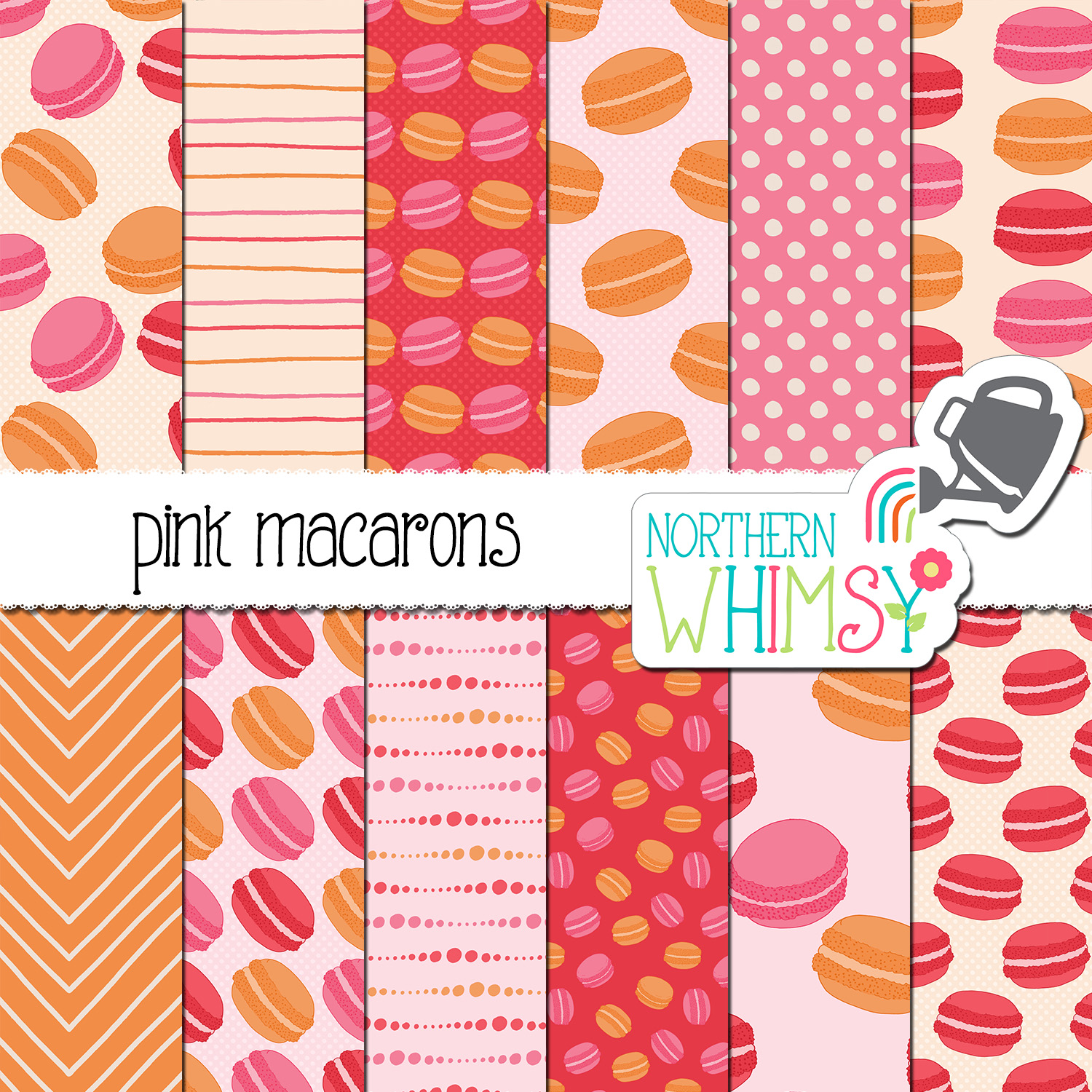 Pink Macaron Digital Paper – Northern Whimsy Design