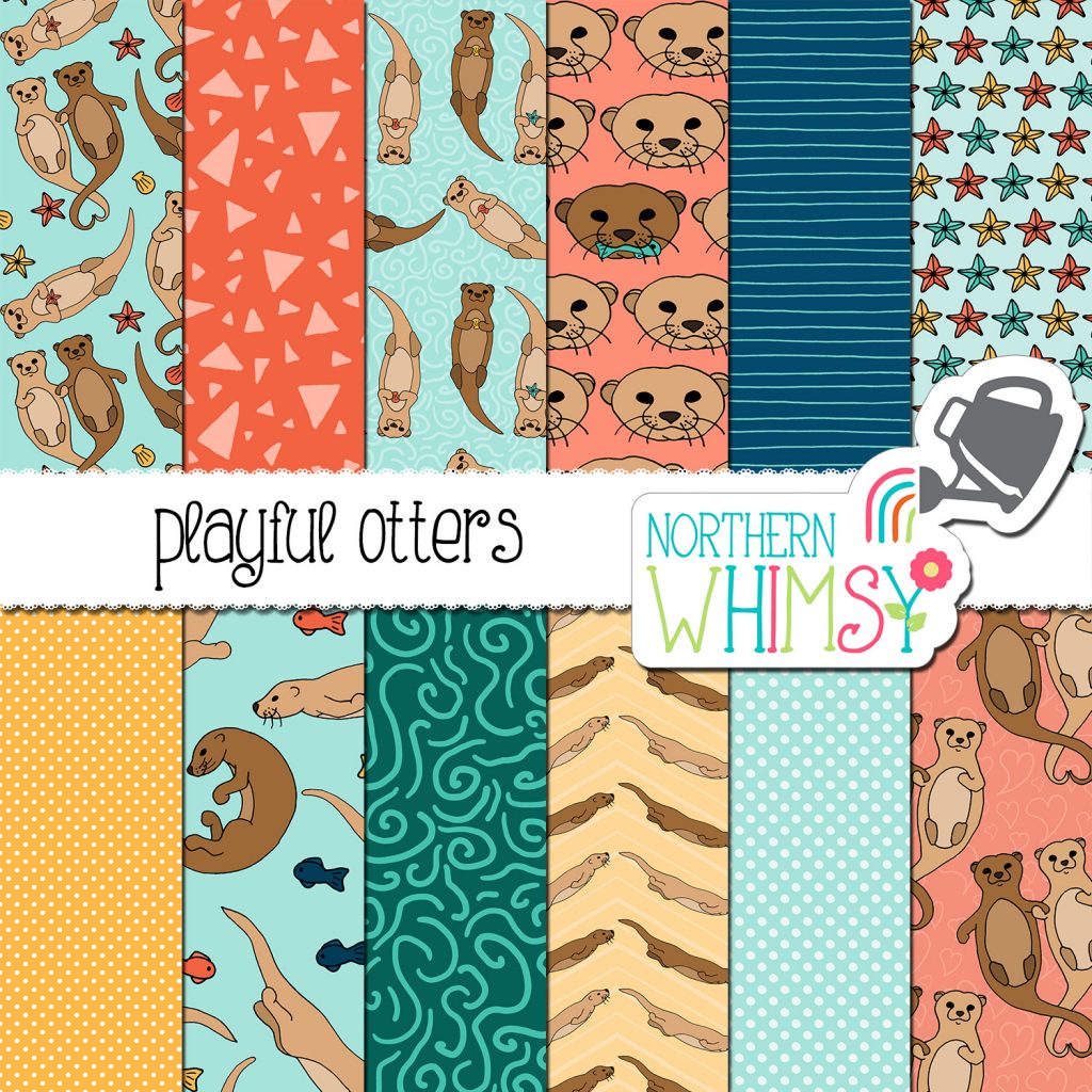 Playful Otters Seamless Patterns – Northern Whimsy Design