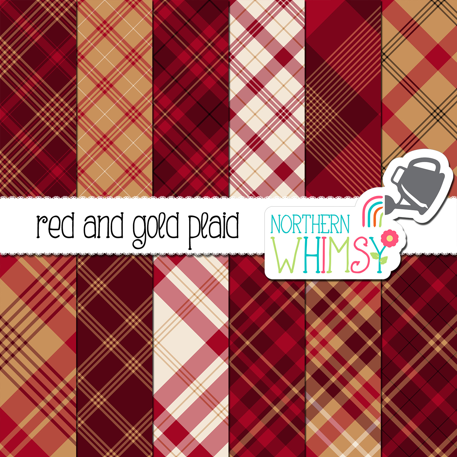 Christmas Seamless Diagonal Plaid Digital Paper – Northern Whimsy Design
