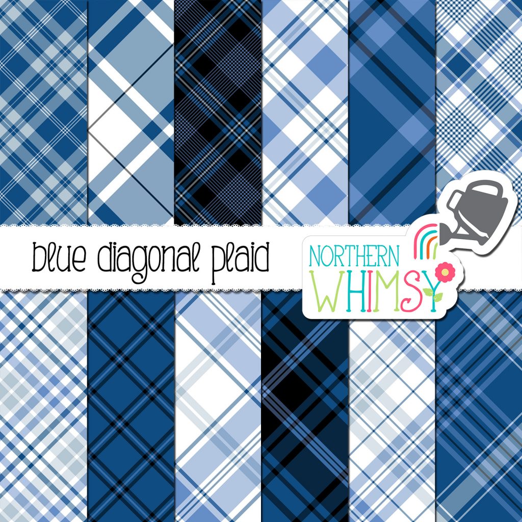 Blue Seamless Diagonal Plaid – Northern Whimsy Design