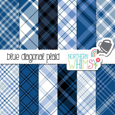 Blue Seamless Diagonal Plaid – Northern Whimsy Design