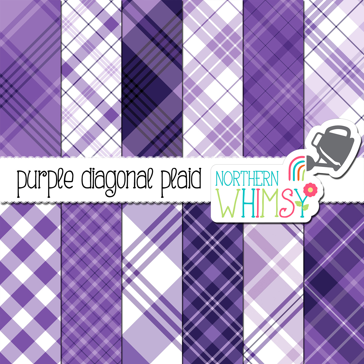 Purple Seamless Diagonal Plaid – Northern Whimsy Design