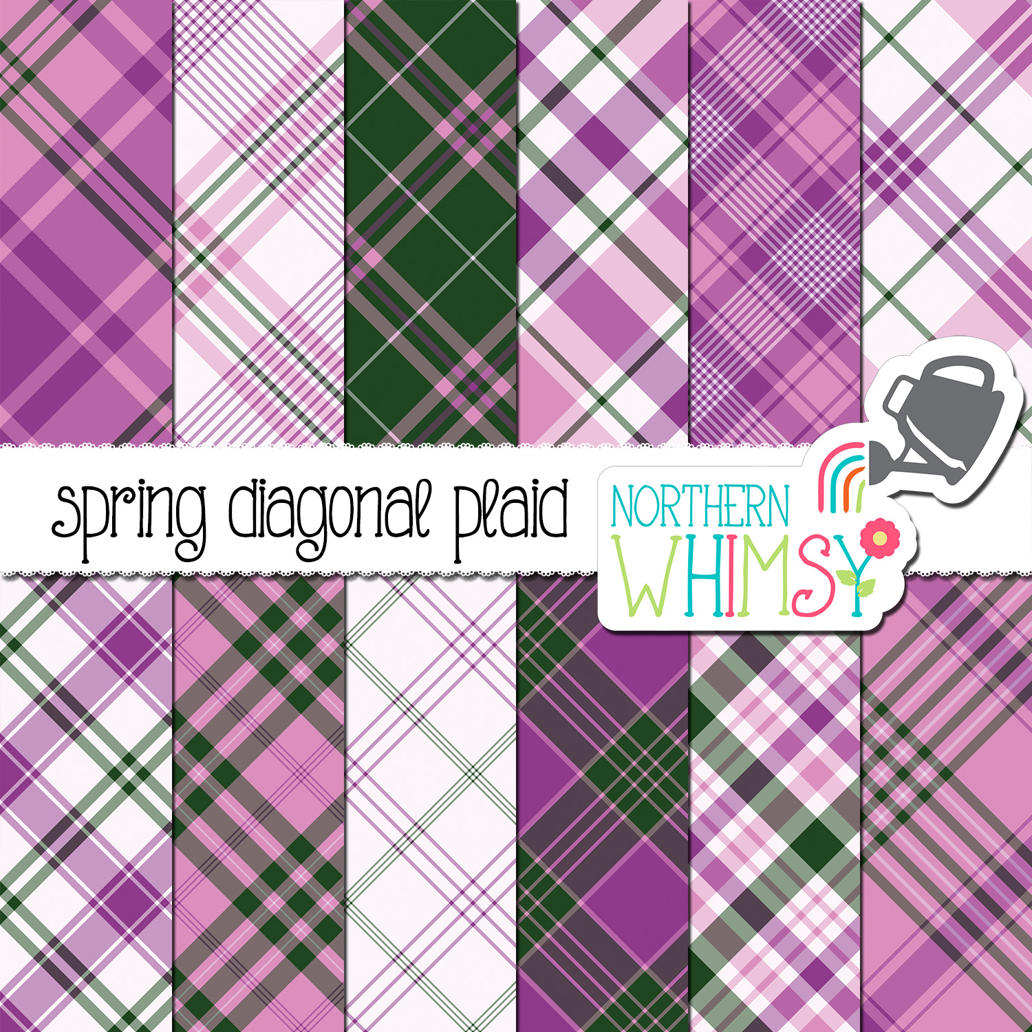 Spring Seamless Diagonal Plaid – Northern Whimsy Design