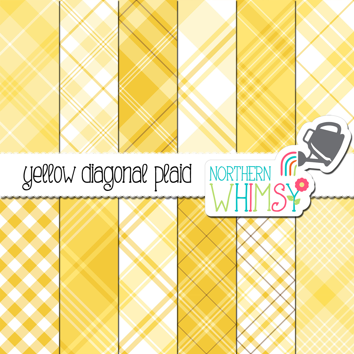Yellow Seamless Diagonal Plaid – Northern Whimsy Design